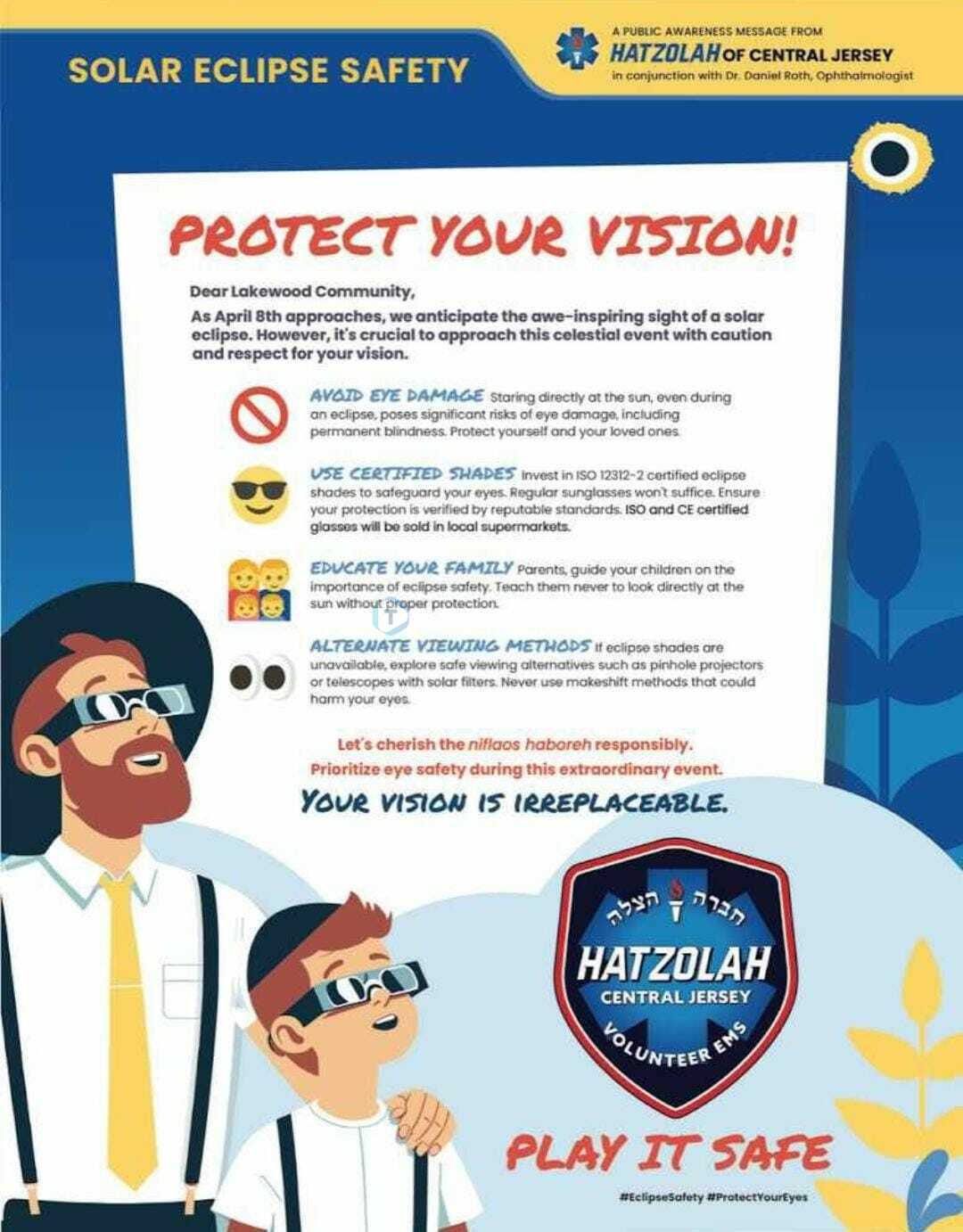 Protect Your Eyes: PSA for the Upcoming Solar Eclipse from Hatzalah ...