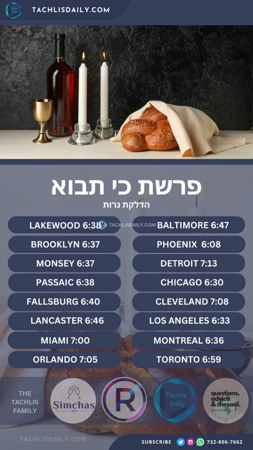 Zmanim for Erev Shabbos Parshas Ki Savo - TachlisDaily.com